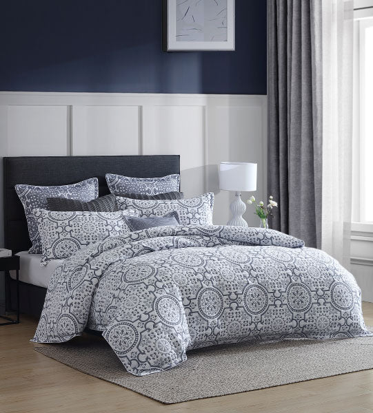 Mayfair Navy Quilt Cover Set by Private collection – Cottonbox Pty Ltd