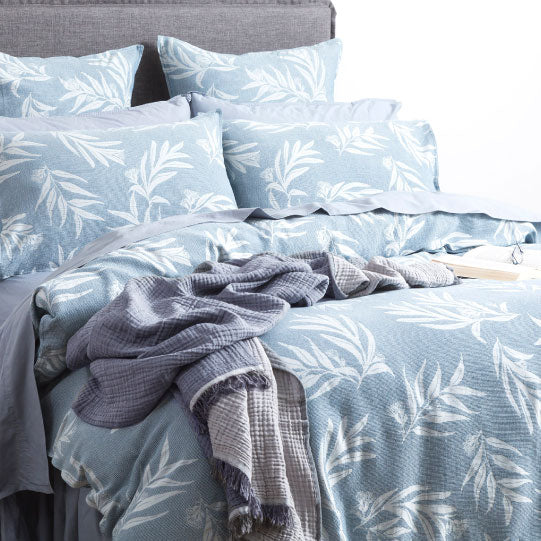 Native French Blue Cotton Jacquard Quilt Cover Set by Renee Taylor ...