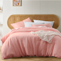 Peach French Linen Quilt Cover Set by Accessorize – Cottonbox Pty Ltd
