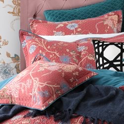 Carnation Ruby Quilted Cushion (45 x 45cm) by Florence Broadhurst ...
