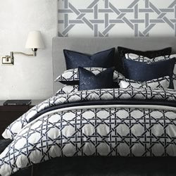 Octagonal Lattice Ink Quilt Cover Set by Florence Broadhurst ...