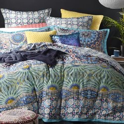 Mandalay Aqua Quilt Cover Set by Logan & Mason – Cottonbox Pty Ltd