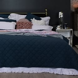 Arabella Petrol Blue Coverlet by Macey & Moore – Cottonbox Pty Ltd